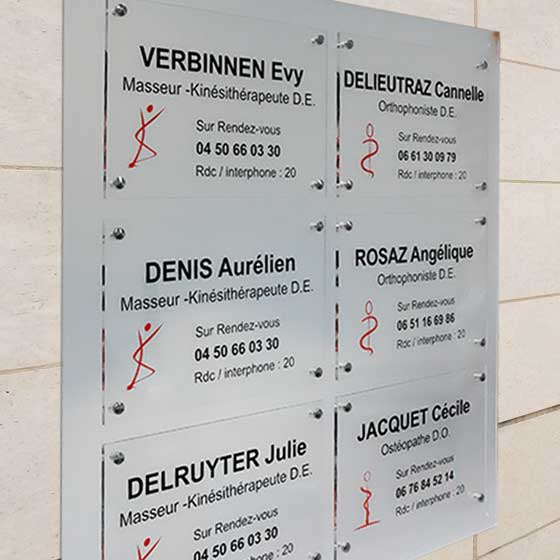 Plaque professionnelle kiné, plaque osthéopathe | Exaplac